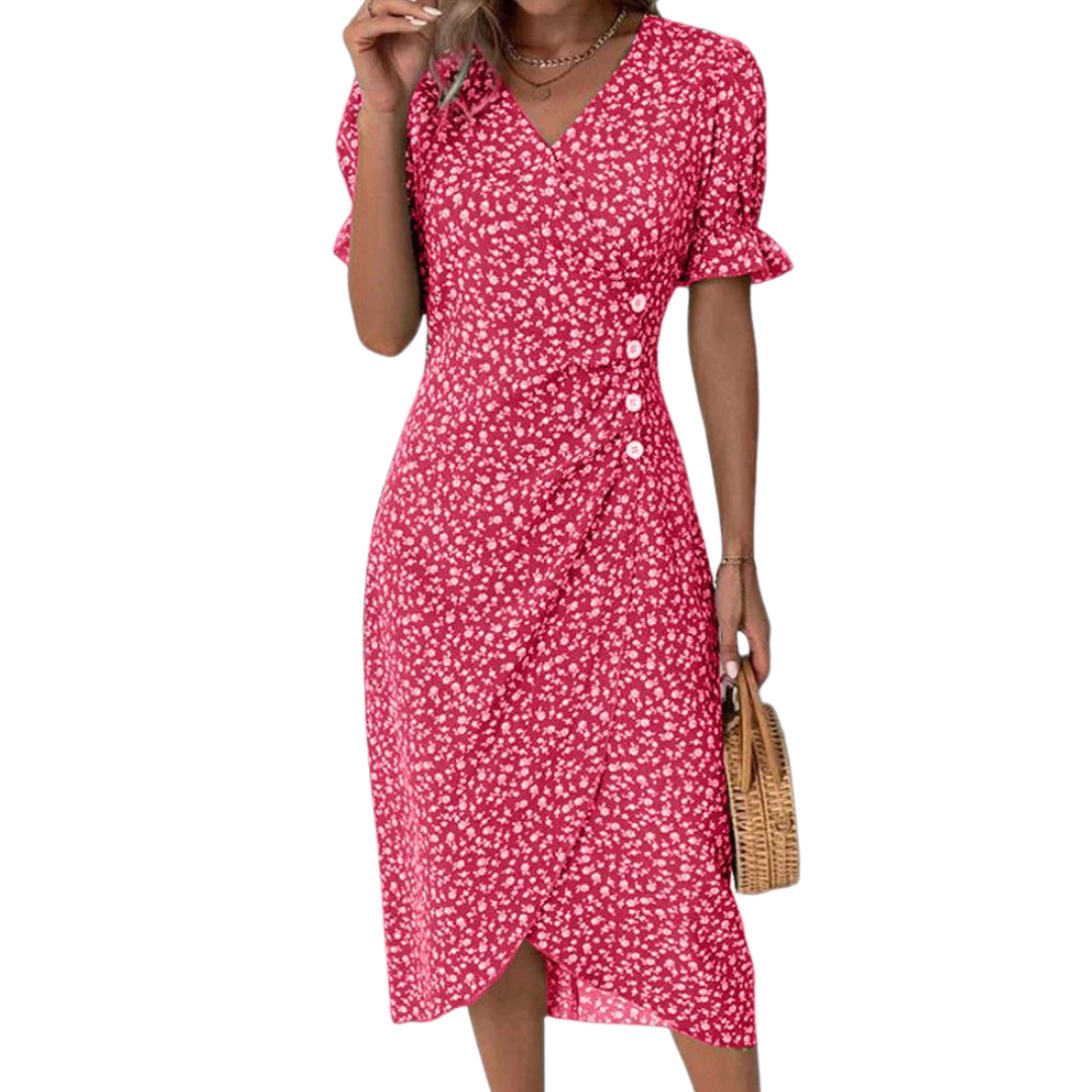 Mary Flower Dress with V-neck – Mello Luni