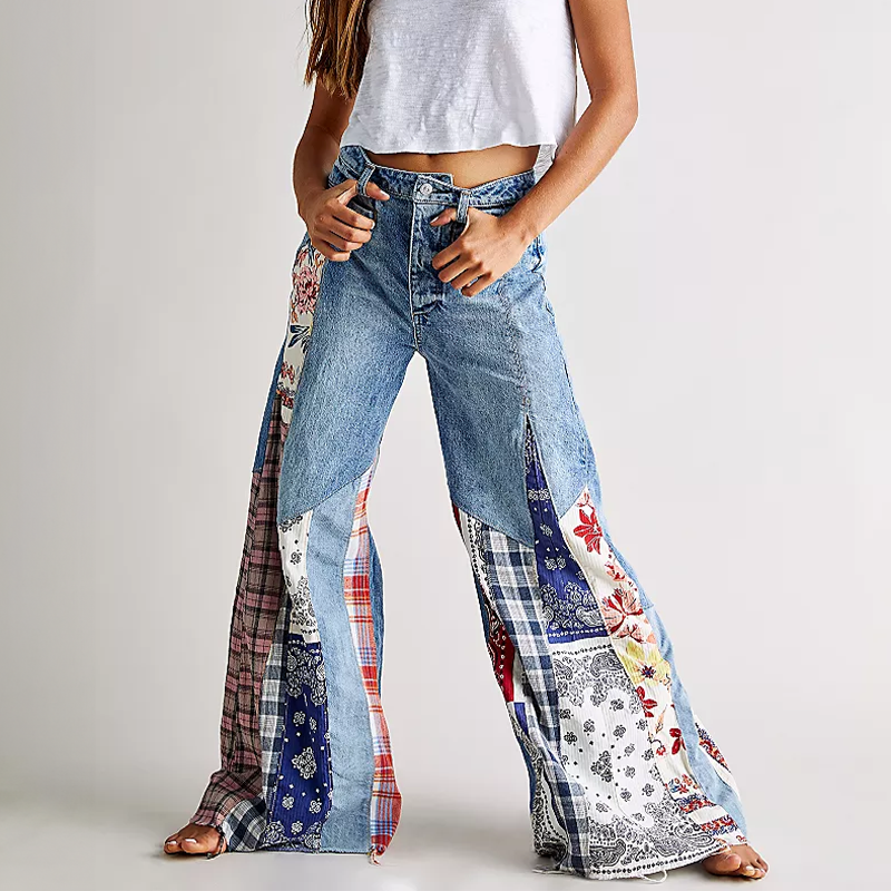 Baddana - Patchwork Wide-Leg Denim Jeans – Mello Luni