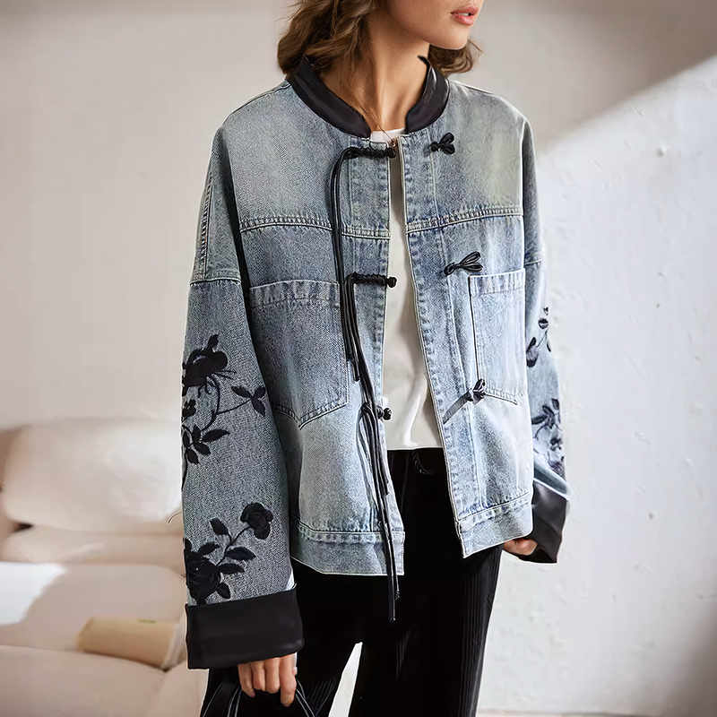 Amélie - Vintage Floral Denim Jacket – Mello Luni